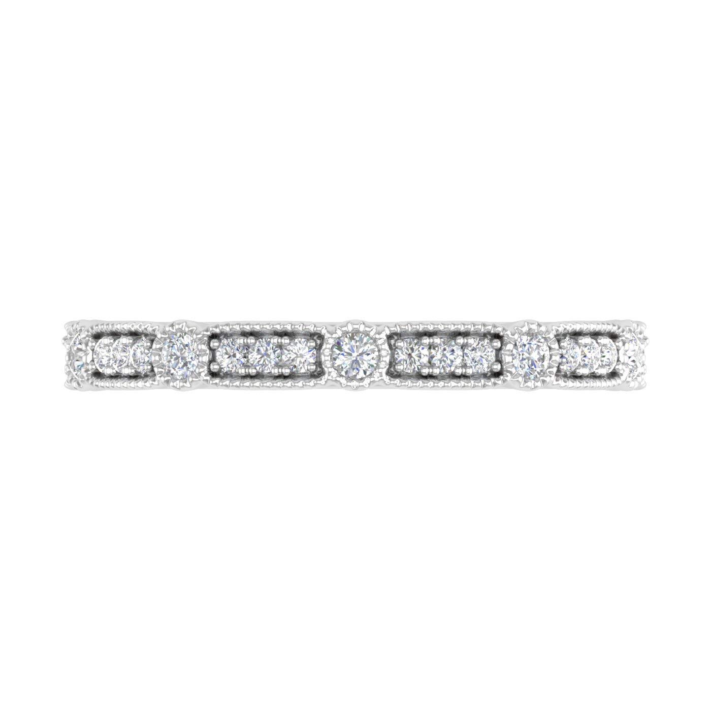 FINEROCK 1/4 Carat Diamond Wedding Band Ring in 10K White Gold (Ring Size 6.5)