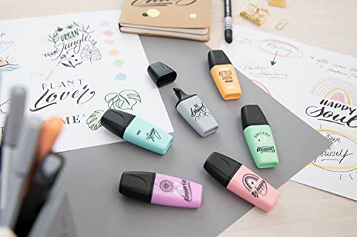 STABILO Highlighter BOSS MINI Pastellove - Pack of 5 - Touch of Turquoise, Hint of Mint, Pale Orange, Pink Blush, Dusty Grey
