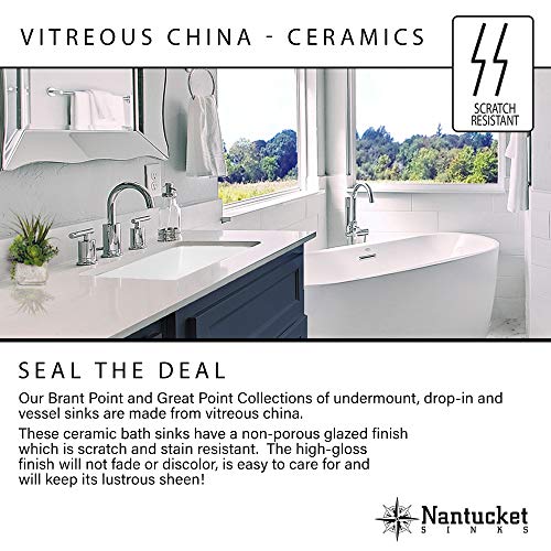 Nantucket Sinks UM-13x10-W 13-Inch by 10-Inch Oval Ceramic Undermount Vanity Sink, White