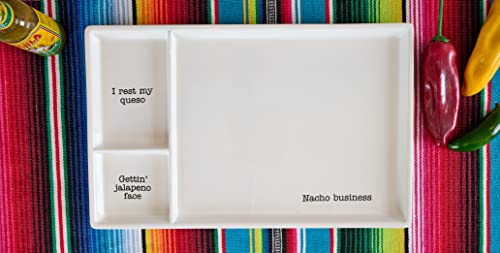 Mud Pie Circa Divided Nacho Platter, White, 9 3/4" x 15 1/2"