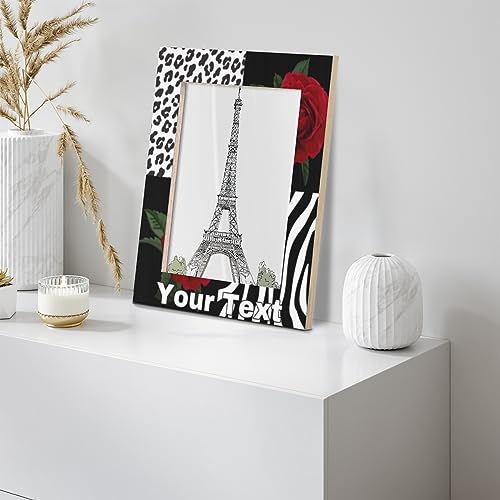 Herdesigns Red Roses 8x10 Picture Frame Personalized Custom Text Name Flower Animal Print Wooden Picture Frame for Wall and Tabletop Display, Photo Picture Frame Customized Gift