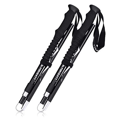 Forceatt Trekking Poles, Two Shock-Absorbing Collapsible Trekking Poles,Sturdy and Lightweight Aluminum Alloy 7075, EVA Grip, Adjustable Length, Quick Lock, Suitable for Camping Hiking Backpacks