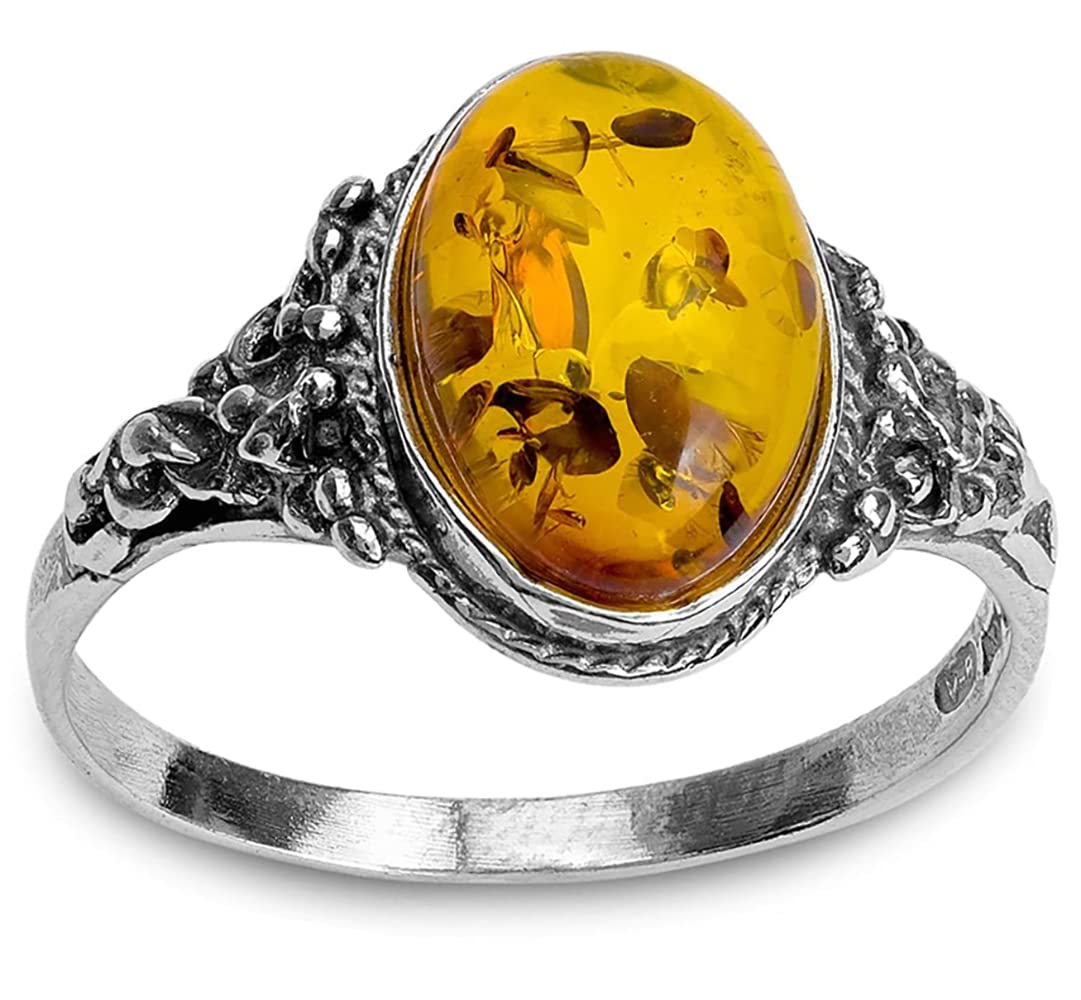 Ian and Valeri Co. Amber Sterling Silver Oval Ring