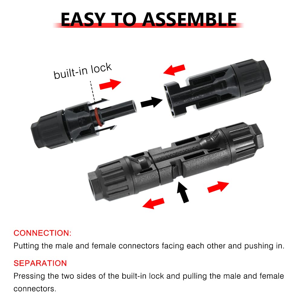 KEDAKEJI 20PCS with 2pcs spanners Solar Connectors with Spanners Solar Panel Cable Connectors 10 Pairs Male/Female