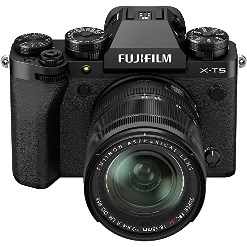 FUJIFILM X-T5 Mirrorless Camera with 18-55mm Lens (Black) with 64GB Memory Card, Gadget Bag, & More (8 Items) | USA Authorised with Fujifilm Warranty | Fuji xt5