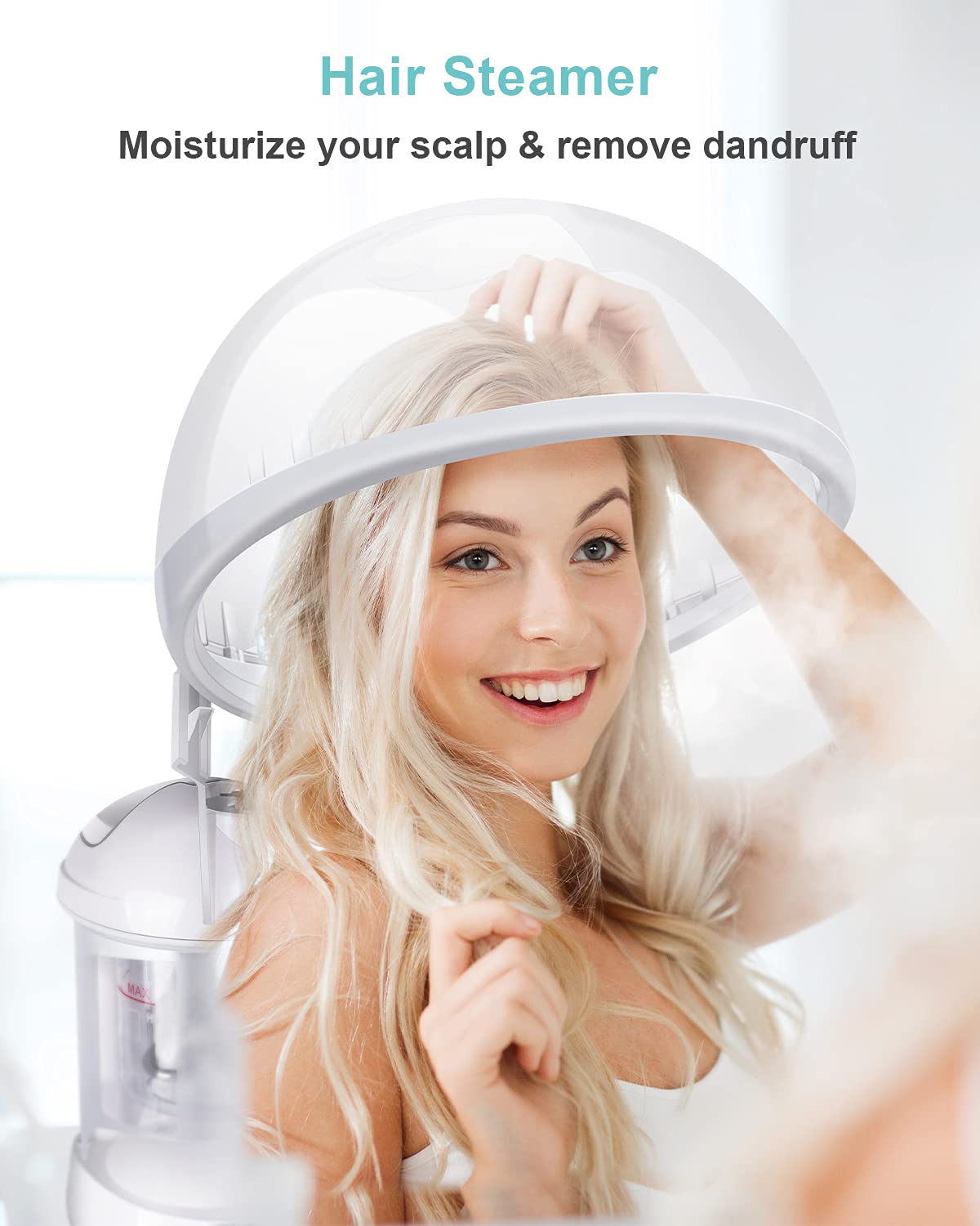 EZBASICS Hair Steamer 2 in 1 Ion Facial Steamer with Extendable Arm Table Top Hair Humidifier Hot Mist Moisturizing Facial Atomizer Spa Face Steamer Design for Personal Care Use at Home or Salon