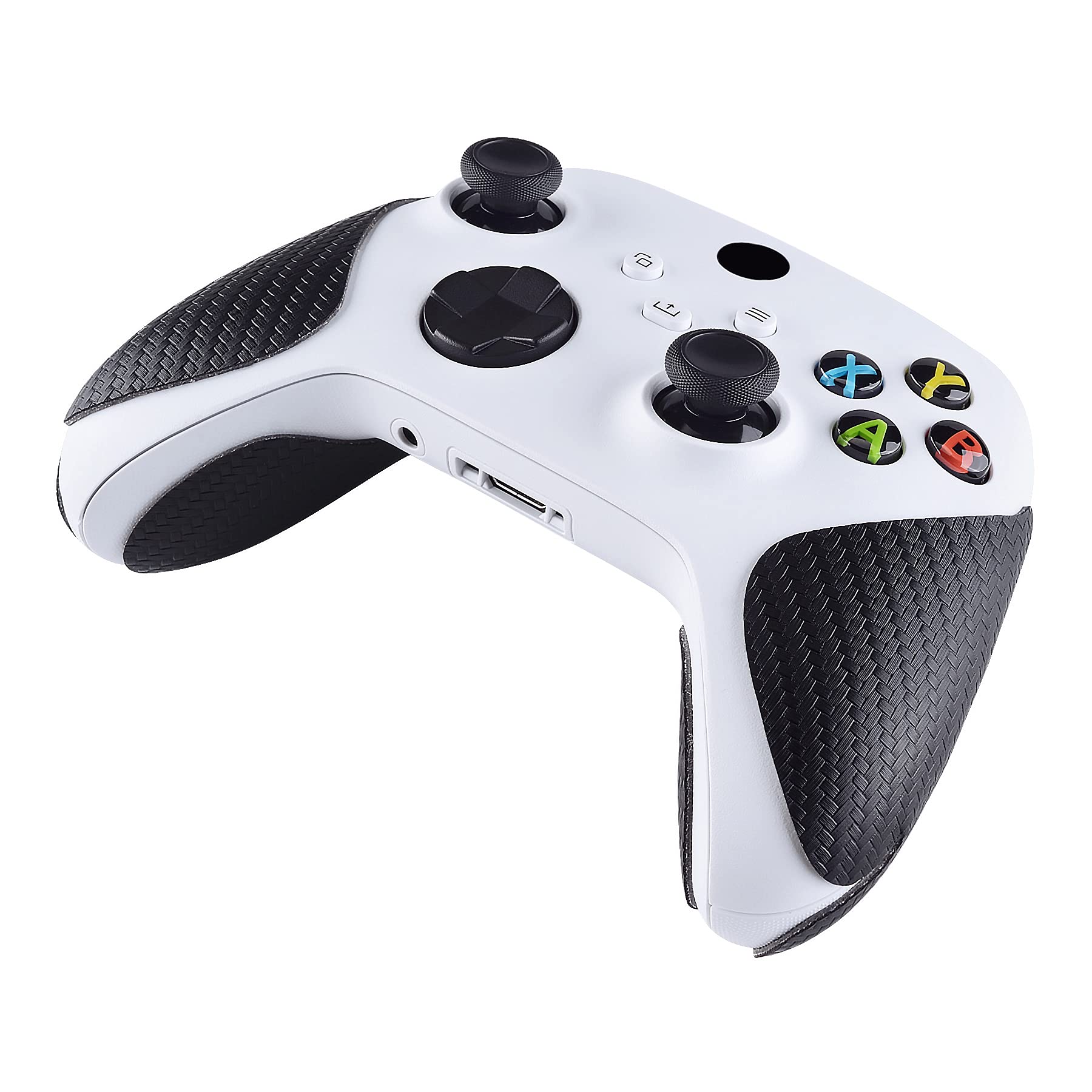 eXtremeRate PlayVital Anti-Skid Sweat-Absorbent Controller Grip for Xbox Series X/S Controller, Professional Textured Soft Rubber Pads Handle Grips for Xbox Series X/S Controller - Carbon Fiber