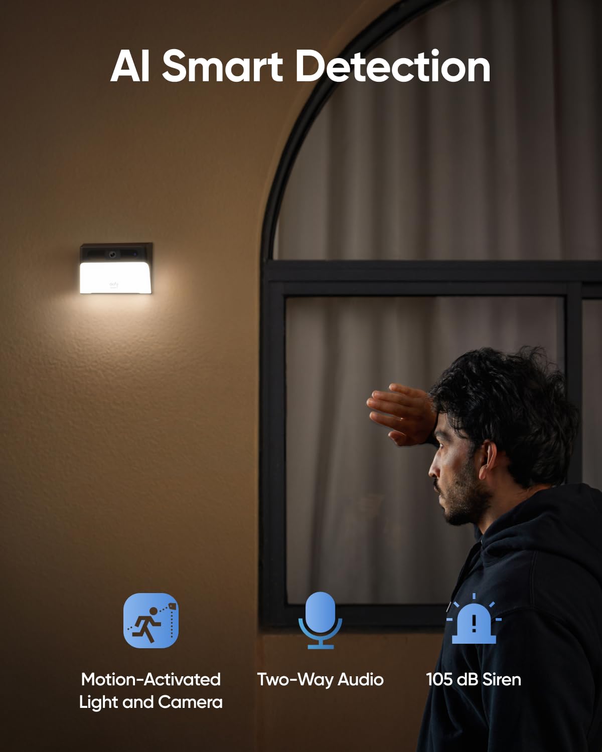 eufy Security Solar Wall Light Cam S120,Solar Security Camera,Wireless Outdoor Camera,2K Camera, Forever Power,Motion Activated Light,AI Detection,IP65 Waterproof,Spotlight,No Monthly Fee (Renewed）