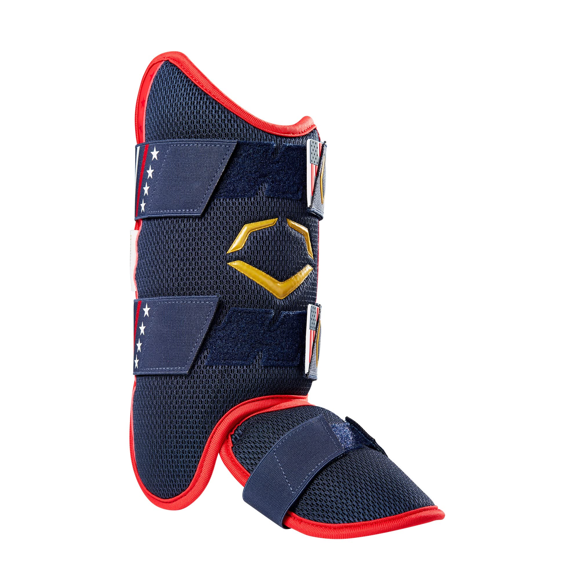 EvoShield X-SRZ USA Flag Batter's Leg Guard - Left Hand Hitter, USA/Navy/Red