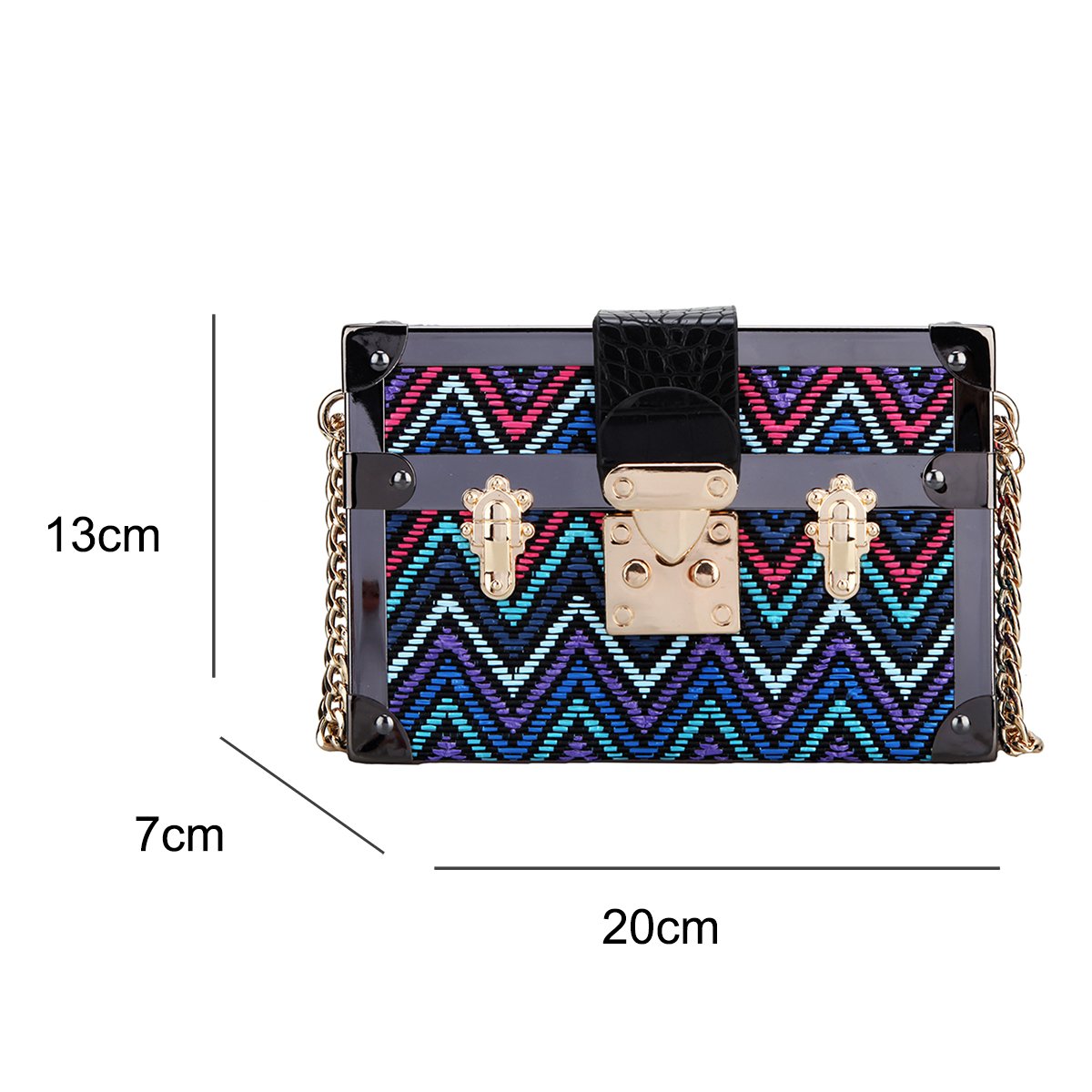 Fawziya Evening Purse Weave Big Chain Small Clutch Bags For Women Clutches-Multicoloured