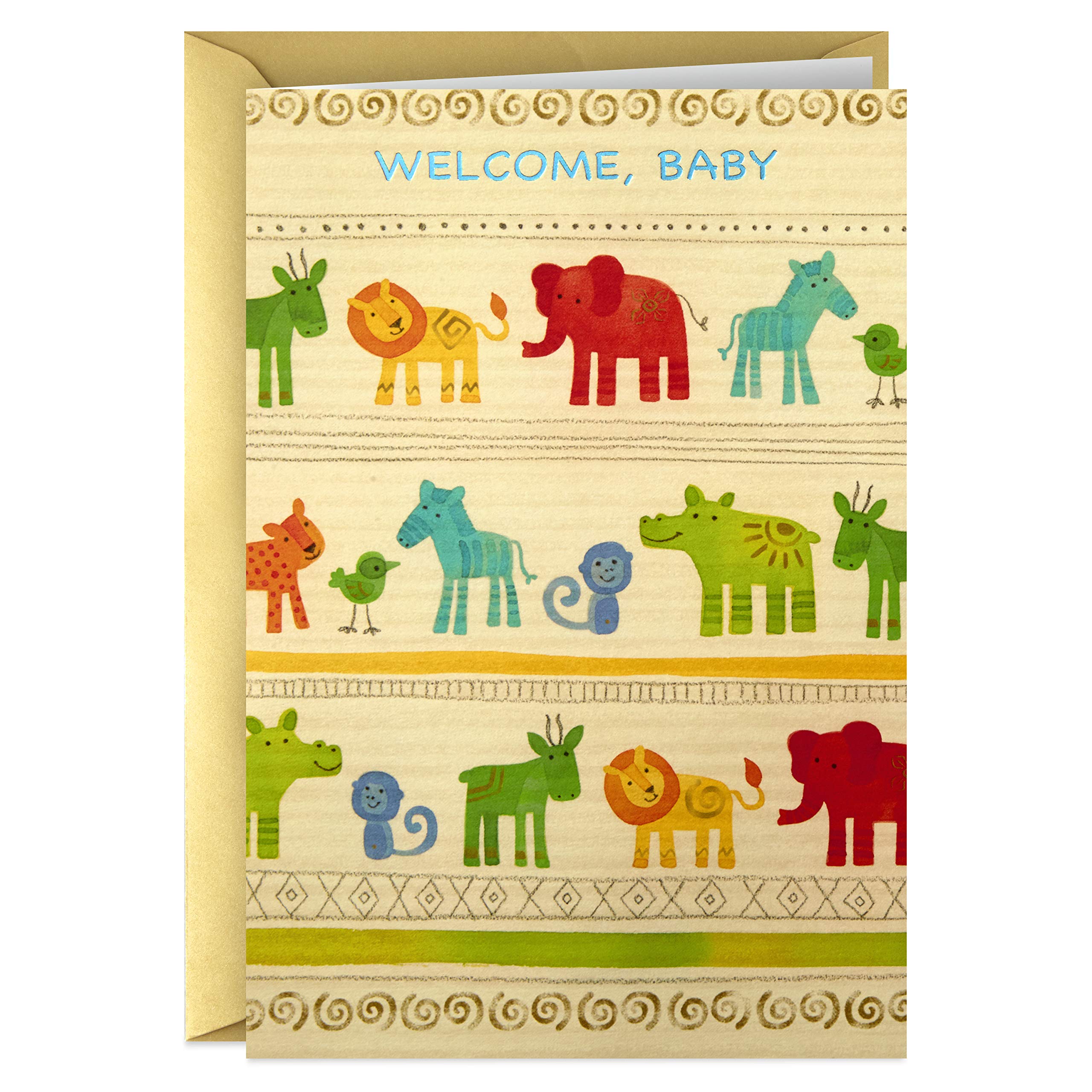 Hallmark Golden Thread Baby Shower Card (Jungle Animals)