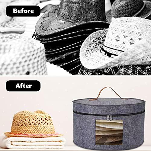Munskine Hat Boxes for Women Storage & Men Hat Box For Travel Hat Storage Box - Large Hat Box With Lids Round Box With Dust proof Lid Toy Storage - Light Grey