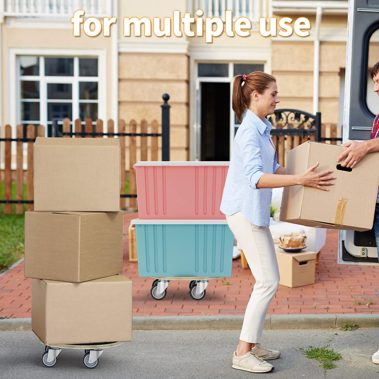 Furniture Mover Dolly Portable Wood Rolling Mover for Heavy Furniture Sofa Cabinet Refrigerator, with 4 360° Rotatable Rubber Universal Wheels, 550 Lbs Capacity, Black (2)