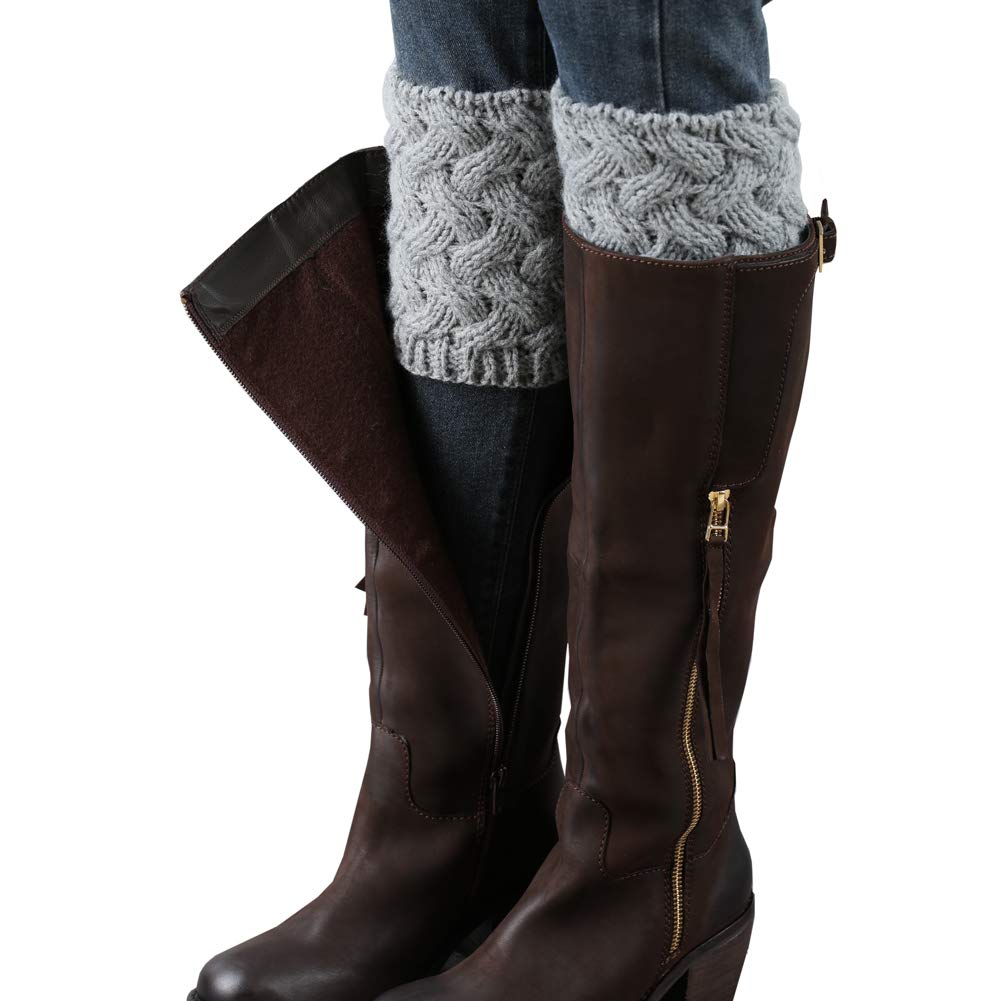 FAYBOX 4 Pairs Short Leg Warmers Boot Cuffs for Women, Crochet Knitted Boot Socks Boot Topper Socks Leg Cuffs for Girls