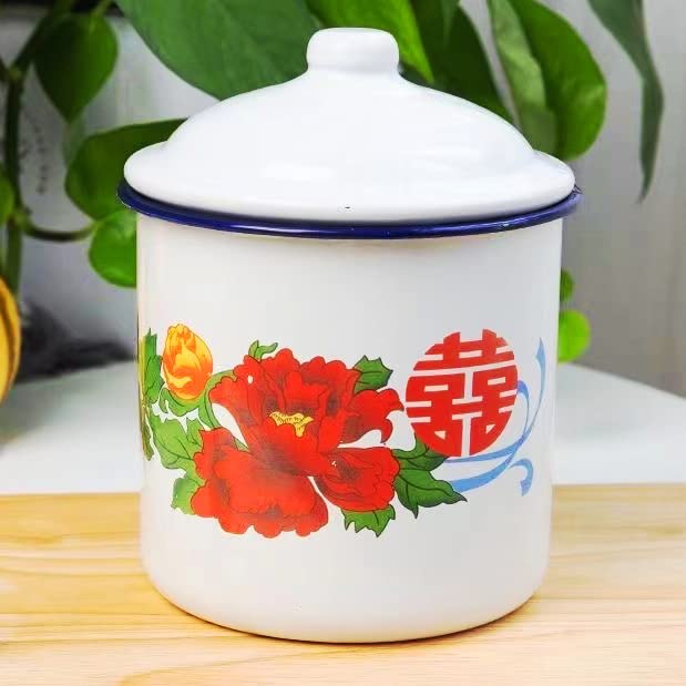 JinRu BaoHua 12oz Chinese style enamel cups, coffee cups, tea cups, Beer mug,mugs 2pcs