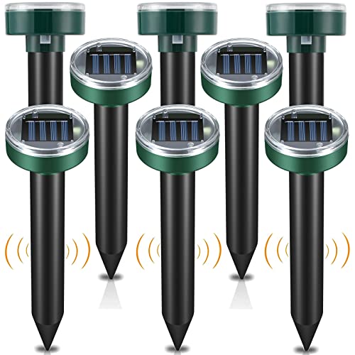 LEOFI Upgrade Solar Mole Repellent Groundhog Repellent for Outdoors Waterproof Sonic Rodent Gopher Deterrent Vole Chaser 7500 Feet Range Get Rid of Burrowing Animals(Green)