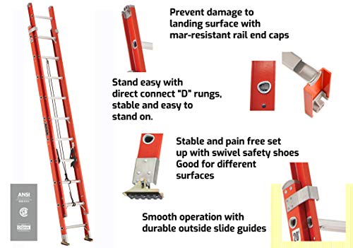 Louisville Ladder FE3232 Fiberlass Step Ladder 300-Pound Duty Rating, 32 Feet, Orange