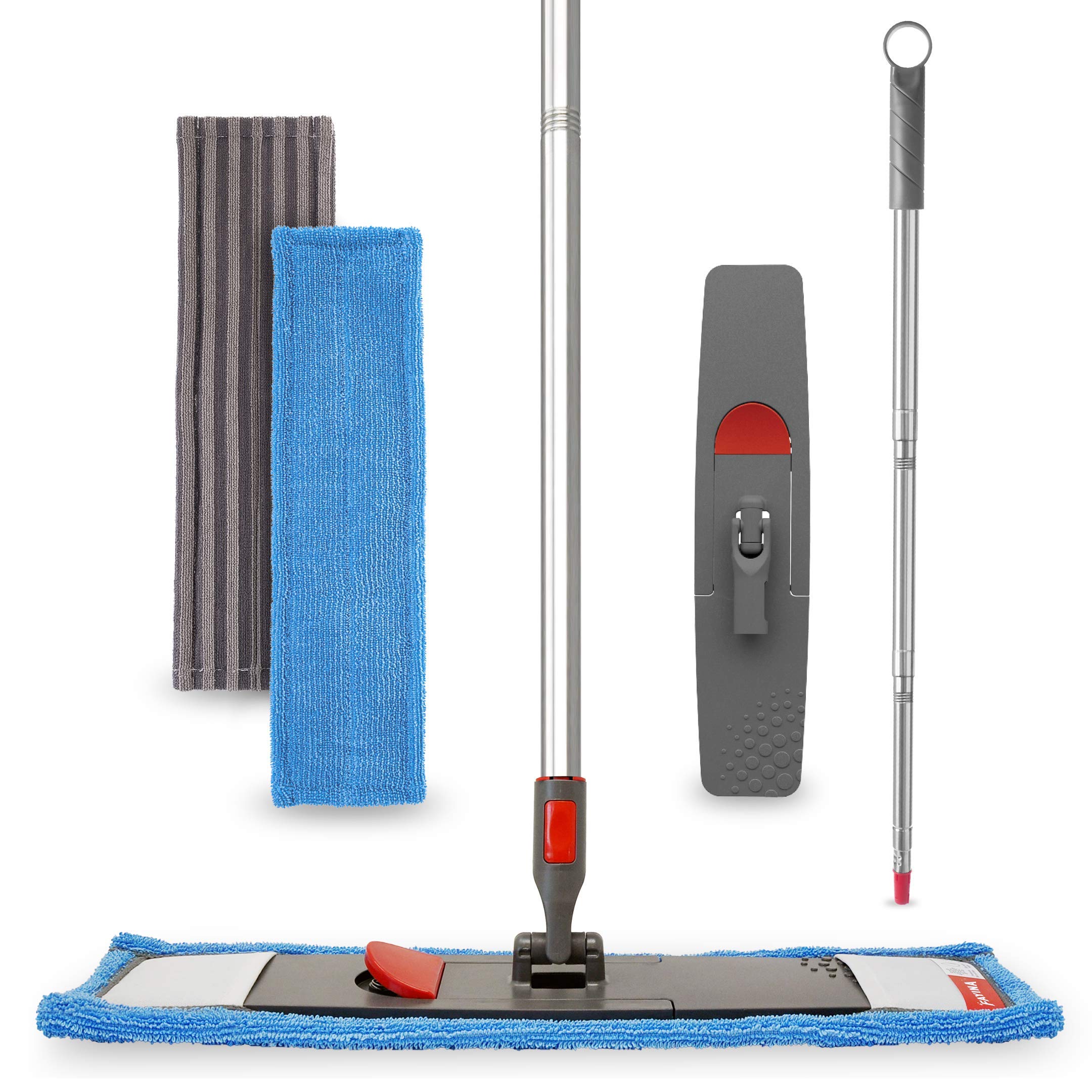 FAYINA Floor Mop Microfiber Cleaning System - Washable Scrubbing and Reusable Microfiber for Hardwood, Laminate and Tile, Dust Mop, Soft Refills for Wood, Walls, Vinyl, Kitchen