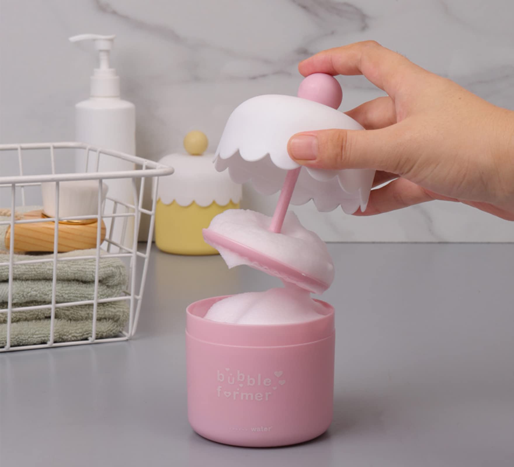 JIBIACB Facial Foamer Face Foam Maker Marshmallow Whip Maker Skincare Tools Facial Cleansing Tool for Face Wash Gift for Her (2pcs, Pink+Green)