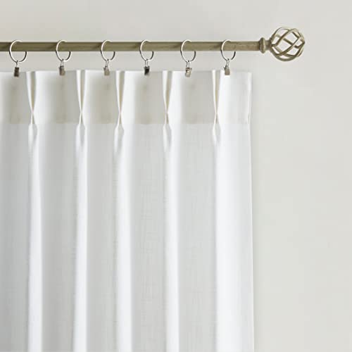 Vision Home White Pinch Pleated Semi Sheer Curtains Textured Light Filtering Window Curtains 84 inch for Living Room Bedroom Rayon Blended Pinch Pleat Drapes with Hooks 2 Panels 40" Wx84 L