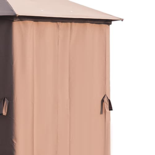 Outsunny 13' x 13' Patio Gazebo, Double Roof Hexagon Outdoor Gazebo Canopy Shelterwith Netting & Curtains, Solid Steel Frame for Garden, Lawn, Backyard and Deck, Coffee