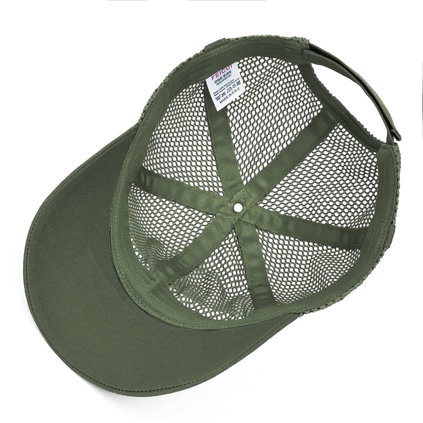 FEICUI Men Mesh Trucker Baseball Cap Hat Adjustable 6-Panel Hat Outdoor Sports Wear (Grey)