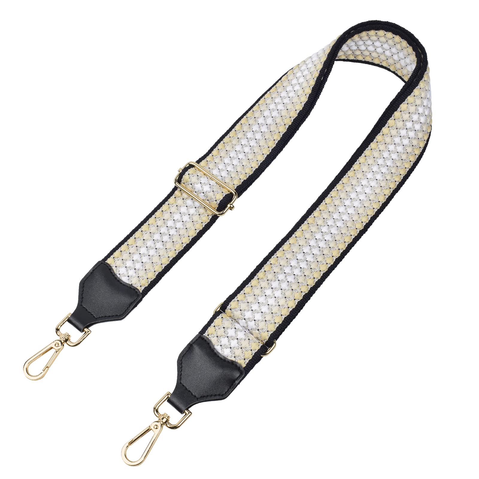 LIFEMATE Adjustable Replacement Wide Crossbody Bag Strap Purse Strap Shoulder For Women Guitar Strap Style (Pearl Yellow)