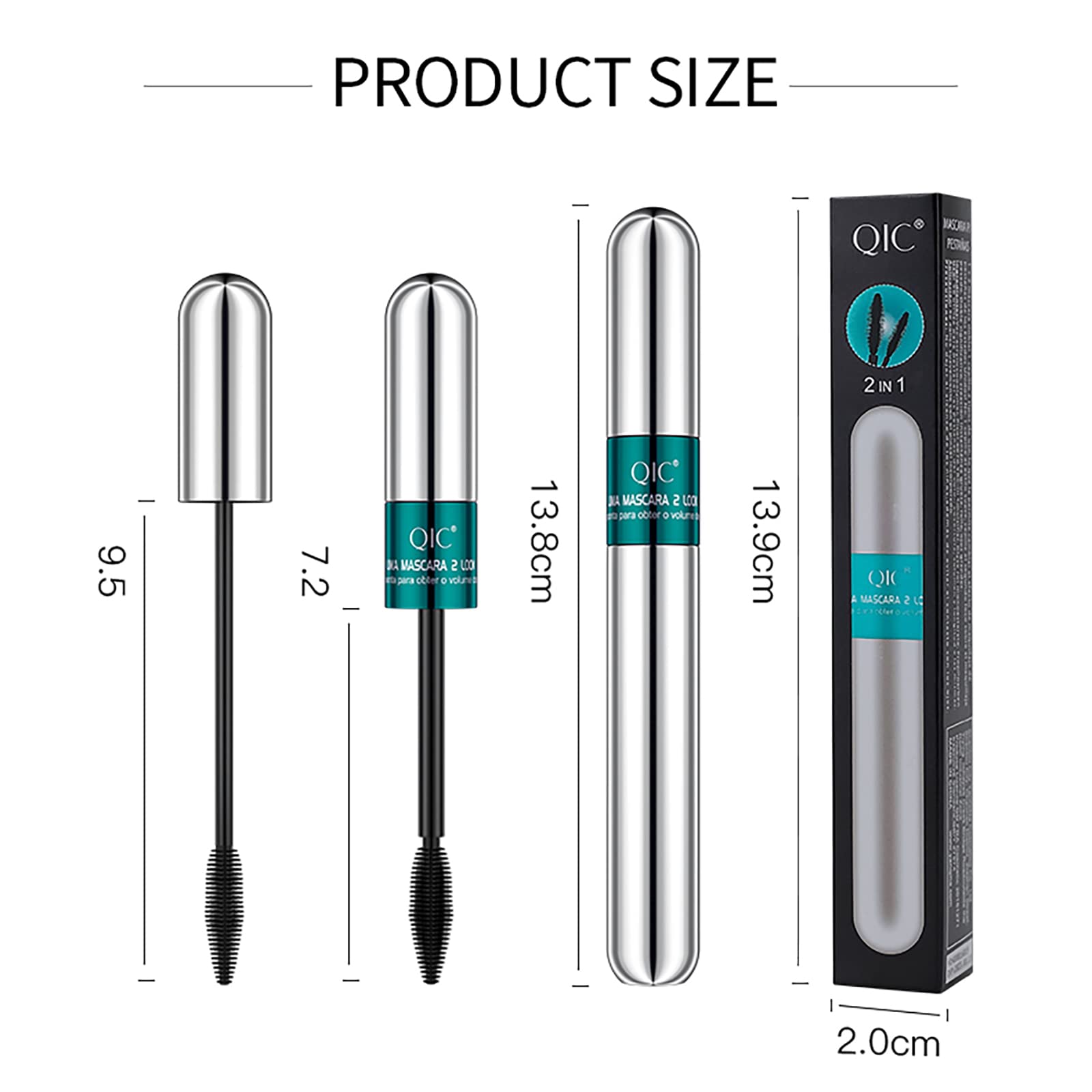 Moakxer 2PCS 4D Silk Fiber Lash Mascara,2 in 1 Mascara,Volume and Length Black Mascara Natural Lengthening And Thickening Effect,Smudge-proof (A)