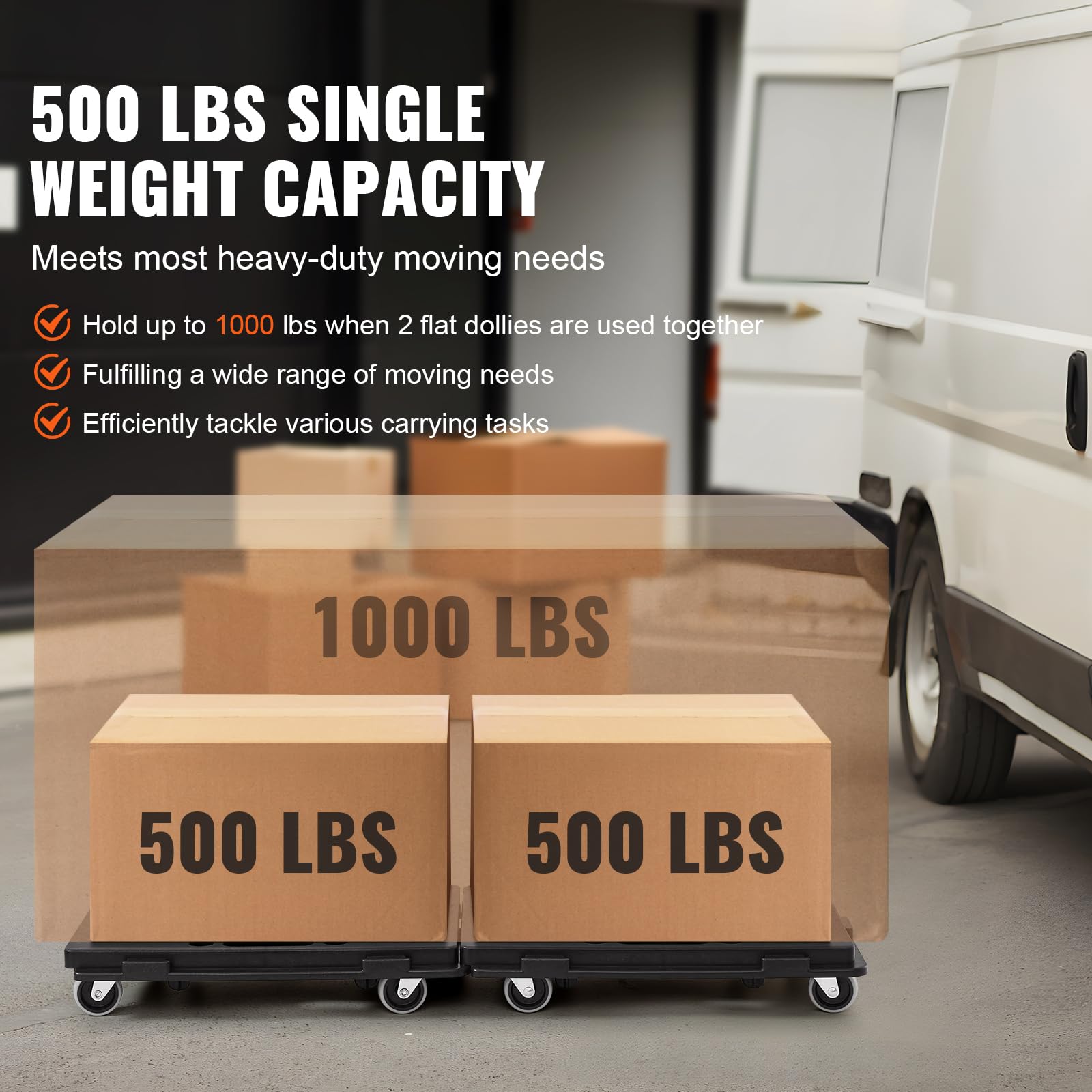 Furniture Moving Dolly, 16 x 11in 500 lbs Capacity Furniture Movers Dollies 4 Wheels, Portable Moving Rollers Heavy Duty, Interlocking Small Flat Dolly Cart for Heavy Furniture, 2 Pack, Black