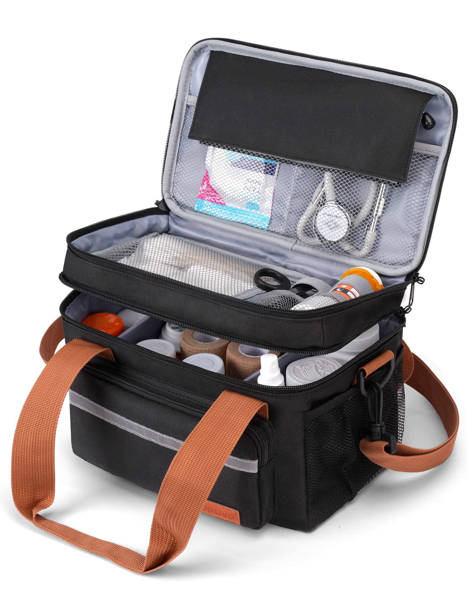 heouvo Medicine Storage Bag, Lockable Pill Bottle Organizer Box, Empty First Aid Kits Bag Portable EMT Basic Bag for Fish Oil Vitamins Emergency Medications Travel & Home Use