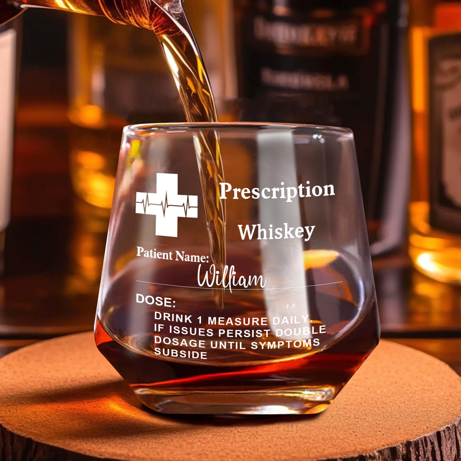 Personalized Prescription Whiskey Glass Gift - Custom Engraved Bourbon Whiskey Glasses for Fathers Day, Wedding - Personalized Cocktail Glass Premium Luxury Gift for Men Groomsman Dad