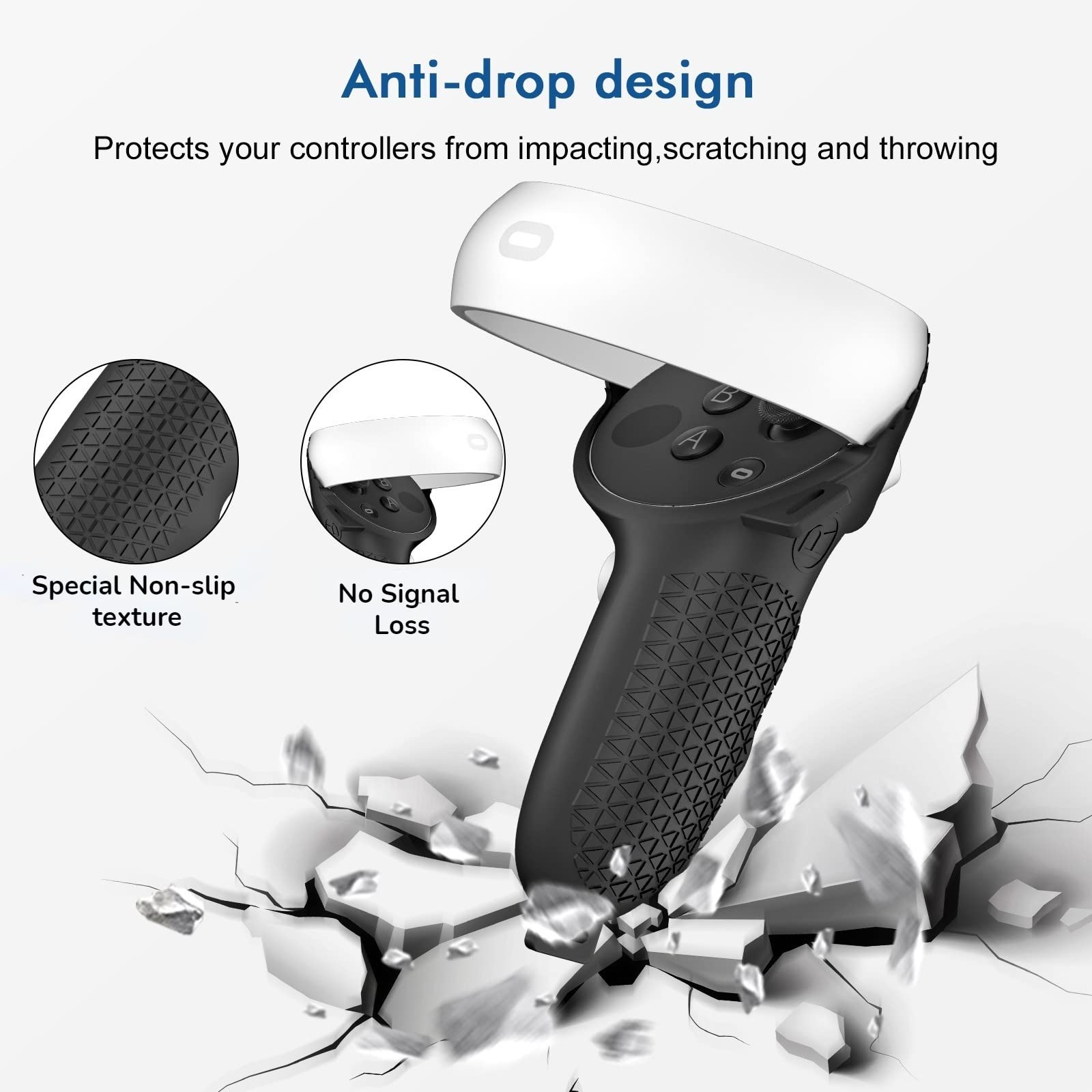 Ewalo for Oculus Quest 2 Accessories VR Silicone Case Face Cover Pad, Comfort VR Cover for Meta Quest 2 Set with Quest 2 Controller Grip Leather Cover, Protective Lens Cover, Disposable Eye Cover
