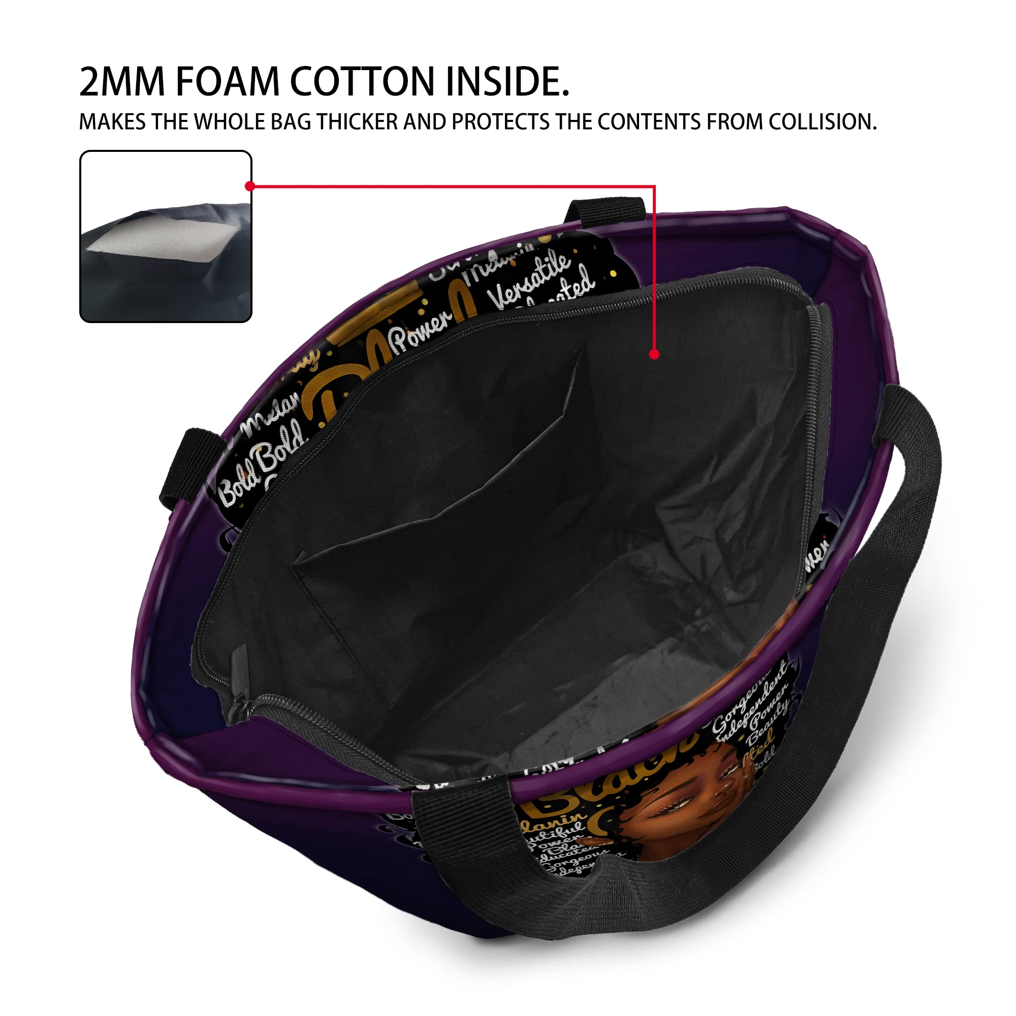 EZYES African American Women Tote Bag Shoulder Bag Durable Handbag For Girl Daily Use Gift Bag