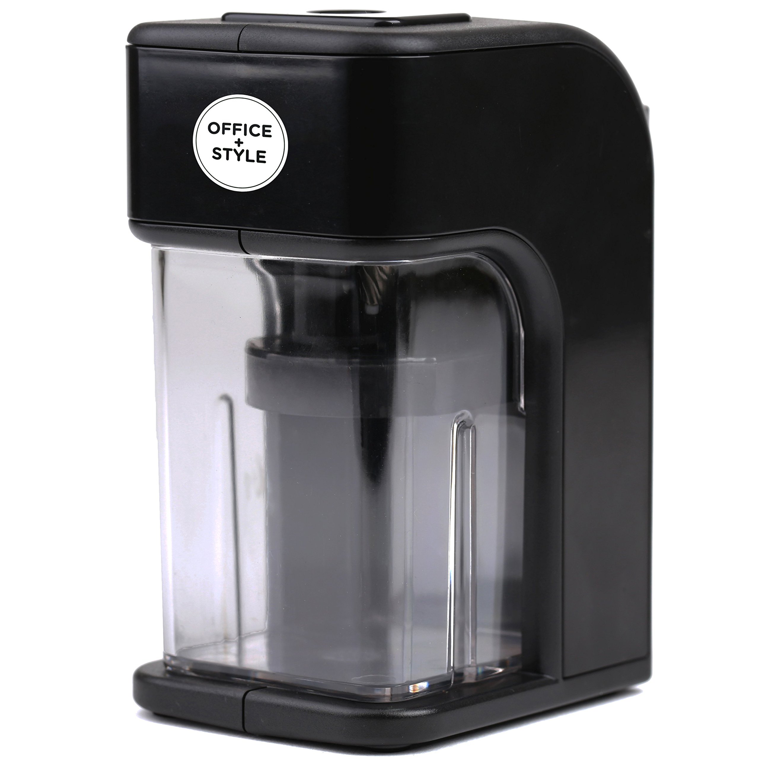 Electronic Pencil Sharpener With Auto Stop Safety Feature & Large Pencil Holder For Home, Office or Classroom, UL Approved - Black - By Office Style (A-PS200B)