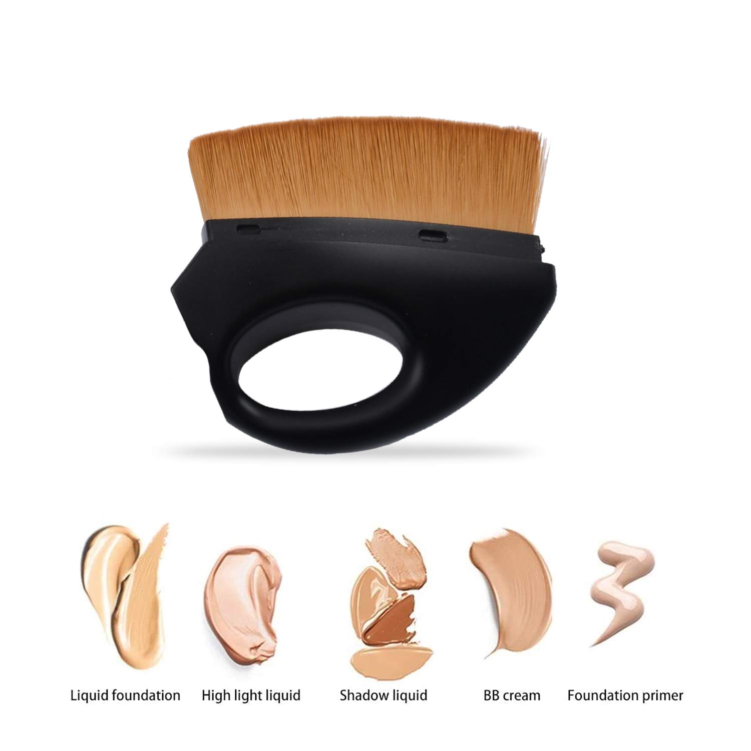 GODR7OY Foundation Brush, Flat Top Kabuki Makeup Brush, Shape of The Iron Large Full Coverage Face Brush Suitable for Mixing Liquid, Cream or Flawless Paint Tools (Black)