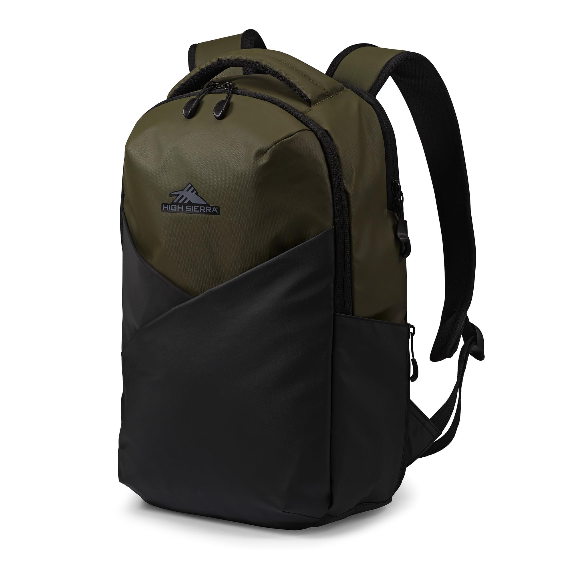 High Sierra Luna Polyester Large Storage Backpack with Grab Handle, 360 Degree Reflectivity, and Laptop Padded Pocket Sleeve, Olive & Black
