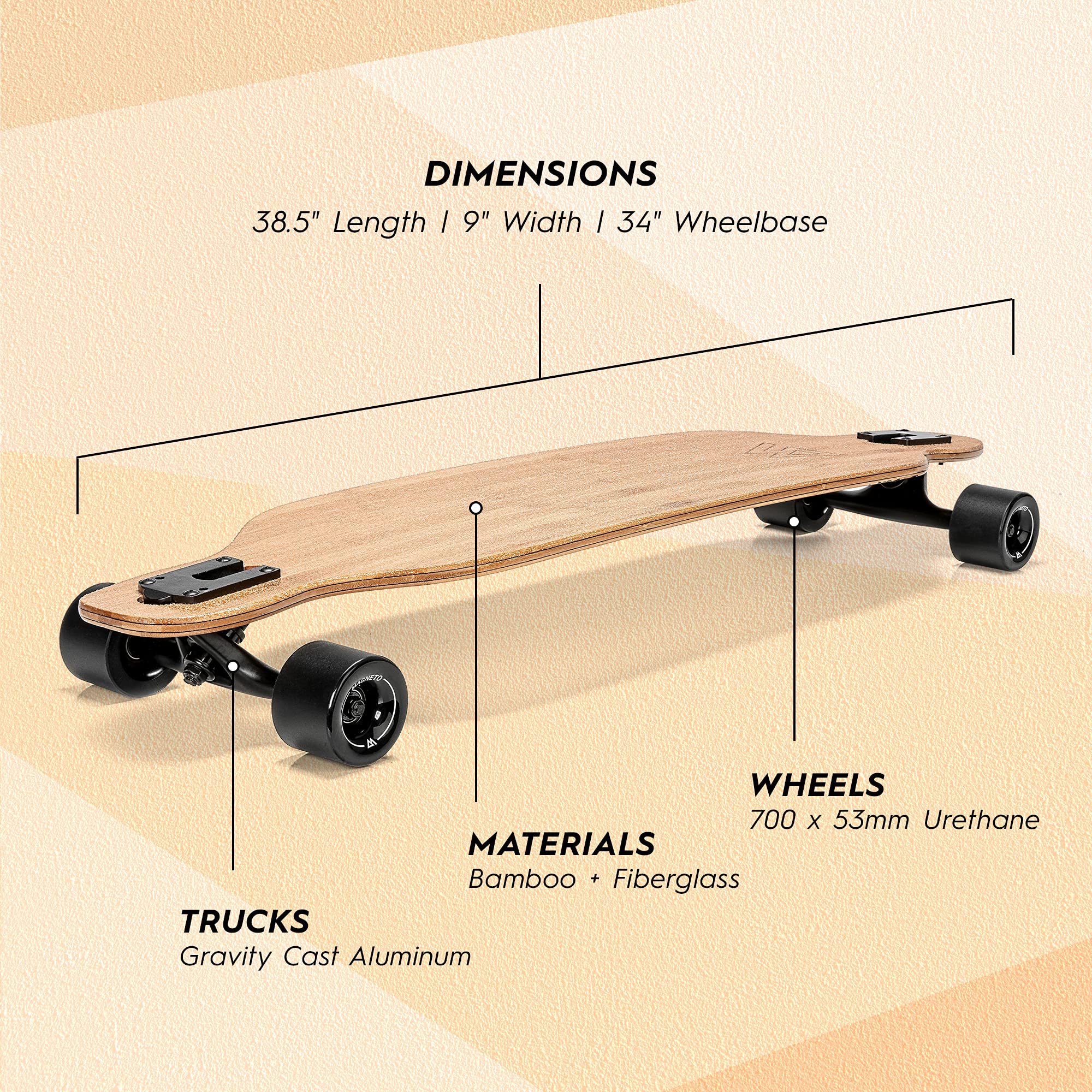 Glider Collection | 40" x 9.25" | Premium Longboard Skateboard | Large 100mm Wheels | Bamboo Deck with Hard Maple Core | Cruiser Carver | Fully Assembled for Beginners Adults Teens | Free Skate Tool