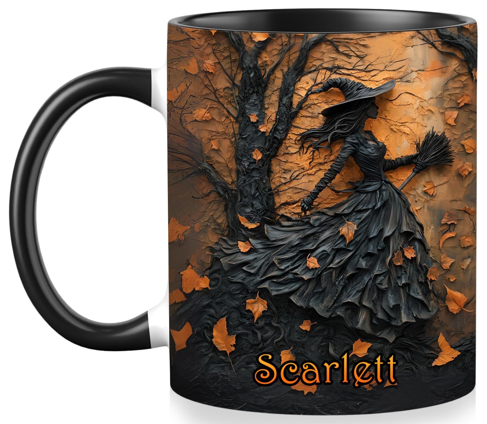 Personalized Witch Coffee Mug with Names, Custom Witch Accent Mug Halloween Mugs Personalized Spooky Halloween Gifts For Women Friends Sister Girls Family Her Spooky Season Gift