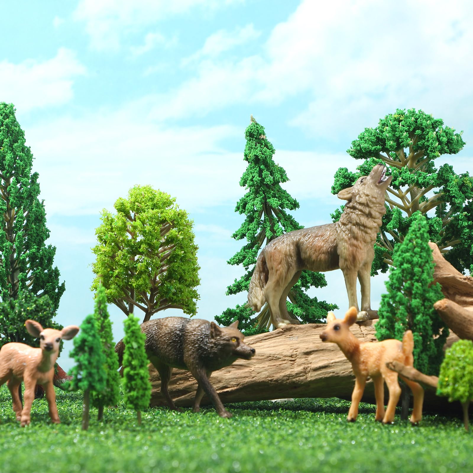 Skylety 70 Pieces Model Trees 1.2-6.3 Inch Mixed Model Tree Train Scenery Architecture Trees Fake Trees for DIY Crafts, Building Model, Scenery Landscape Natural Green(Vintage)