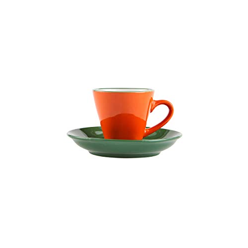 IMUSA USA 8 Piece 3oz Colorful Espresso Cups with Saucers (Green, Orange)