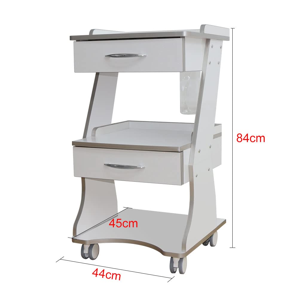 Mobile Cart Built-in Socket Me-dical Den-tist Cart Multi-Function 3 Layers Tray Roller Trolley with a Water Bottle Lab Instrument Tray Rolling Cart for De-ntal Lab (Ship from USA)