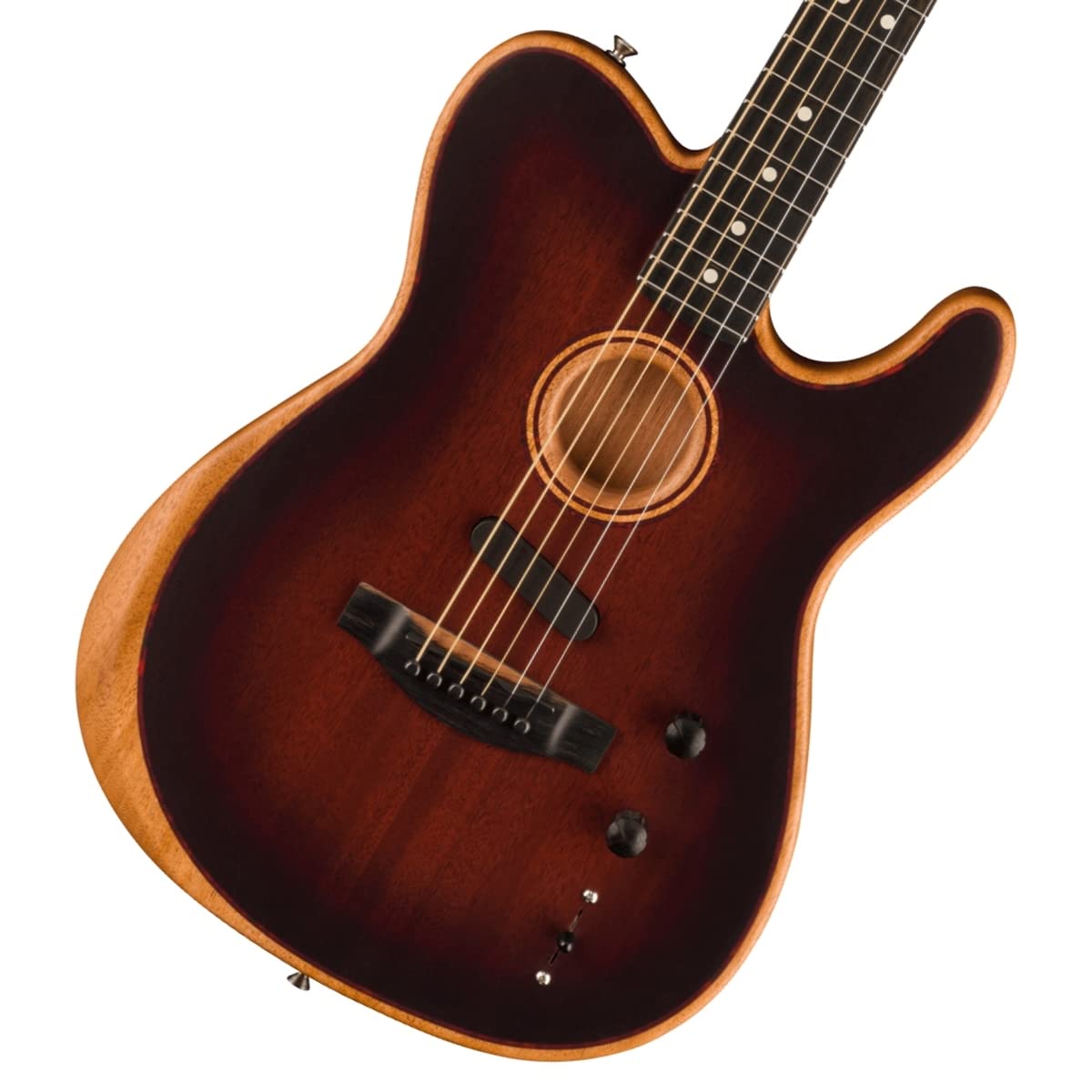 Fender American Acoustasonic Telecaster All-Mahogany Acoustic Electric Guitar, Bourbon Burst, Ebony Fingerboard, with Gig Bag