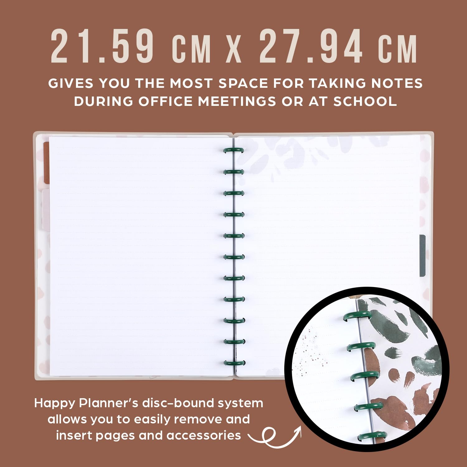 Happy Planner Daily Notebook for School, Office or Journaling - 60 Sheets Dotted Paper with 3 Dividers - Notebook for Student or Teacher - Gone Wild Theme - Large Notebook 8.5" x 11