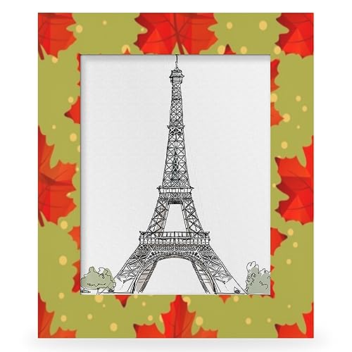 Gublec 5x7 Frame for Wall Decor Maple Leaves Red Wood Photo Frame with High-Clarity Plexiglas Picture Frames for Farmhouse Living Room Office Desk