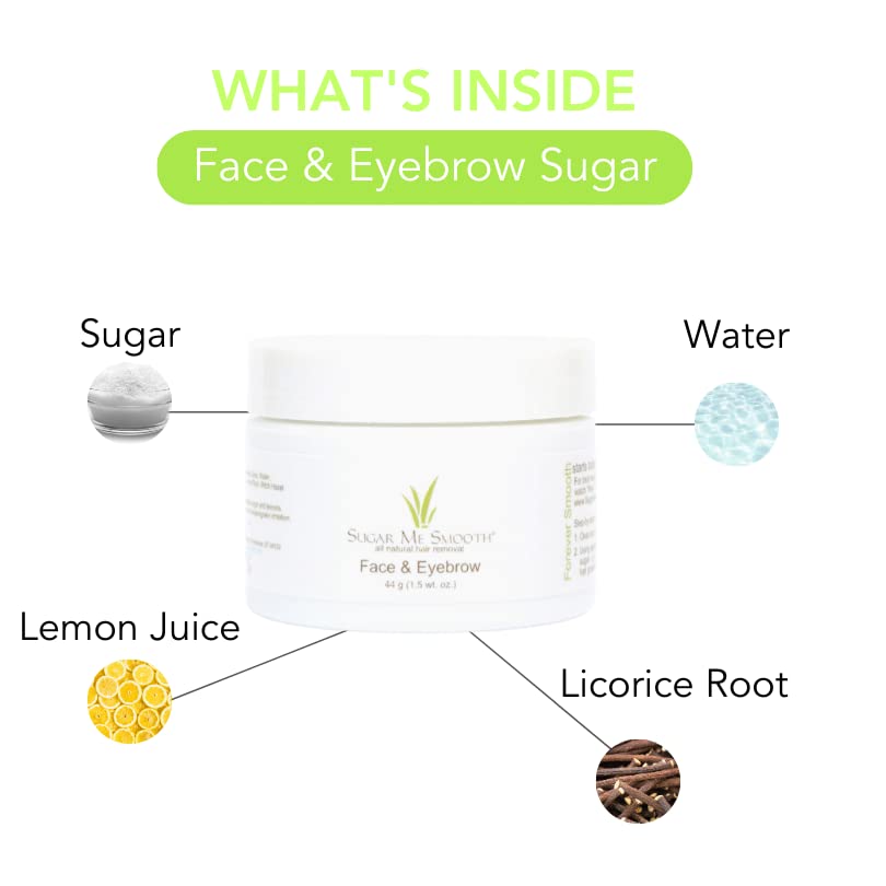 Sugar Me Smooth Face & Eyebrow Sugar Wax Kit β Gentle On Skin And Less Painful Hair Removal In A Simple System, No Strips, No Heat, Water Soluble All-Natural Solution For All Skin & Hair Types