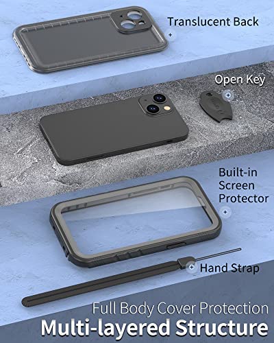 SPORTLINK Compatible with iPhone 13 Mini Waterproof Shockproof Case with Built in Screen Protector - Full Body Heavy Duty Dustproof Rugged 360°Full Sealed Protective Cover 5.4 Inch (Black)
