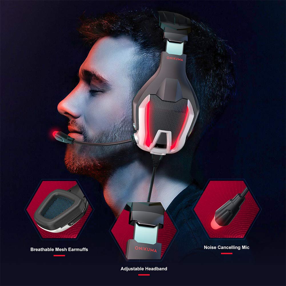 FEIYING Gaming Headset PC Gaming Headphones with Microphone Headset Over-Ear Noise Cancelling (K12R)
