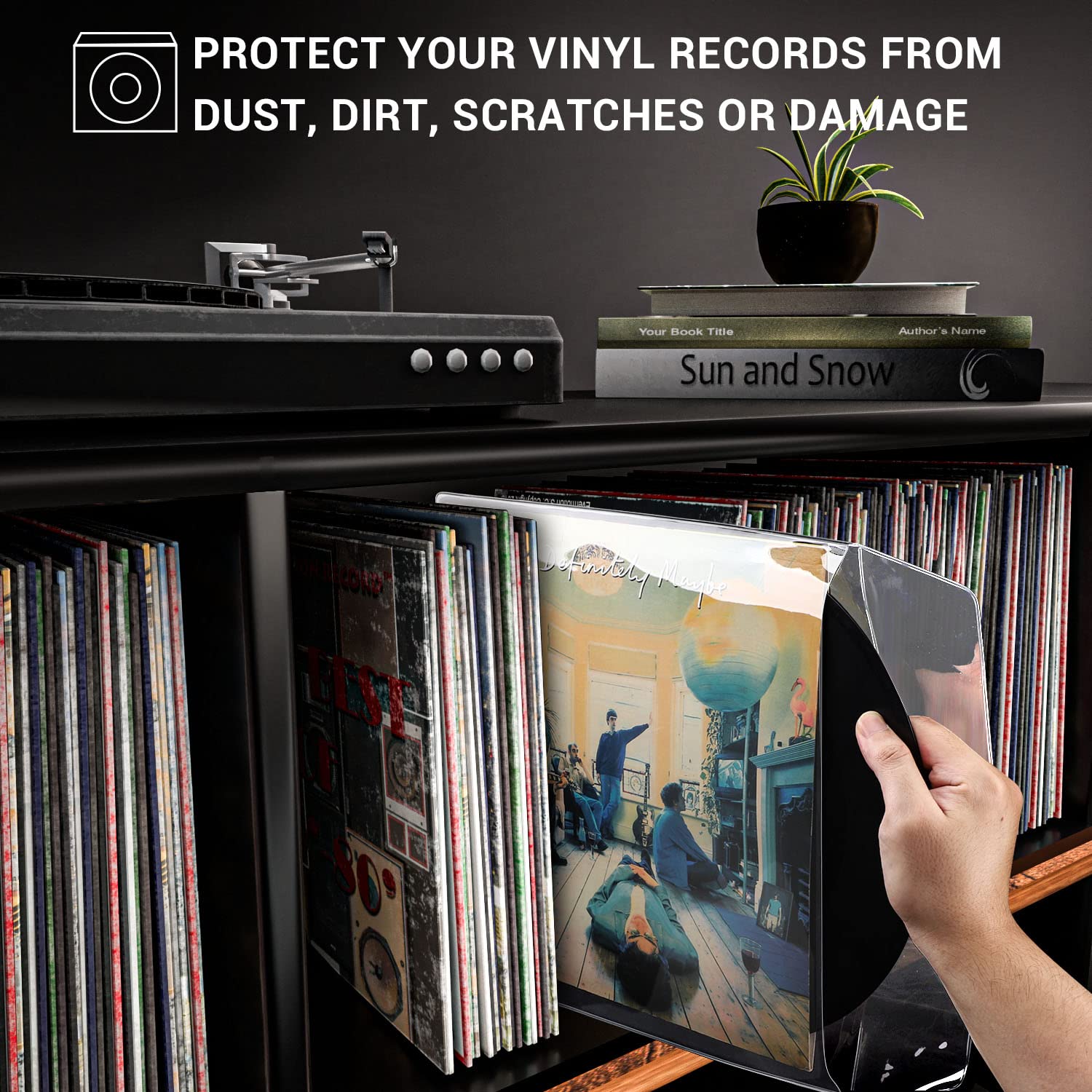 Facmogu 10PCS 12in Thicken PVC Record Protective Sleeves, Premium 180 Micron Clear PVC Outer Sleeves with Flap, Durable Record Outer Protective Sleeve for 33 RPM Album (NOT for Gatefold/Trifold Album)