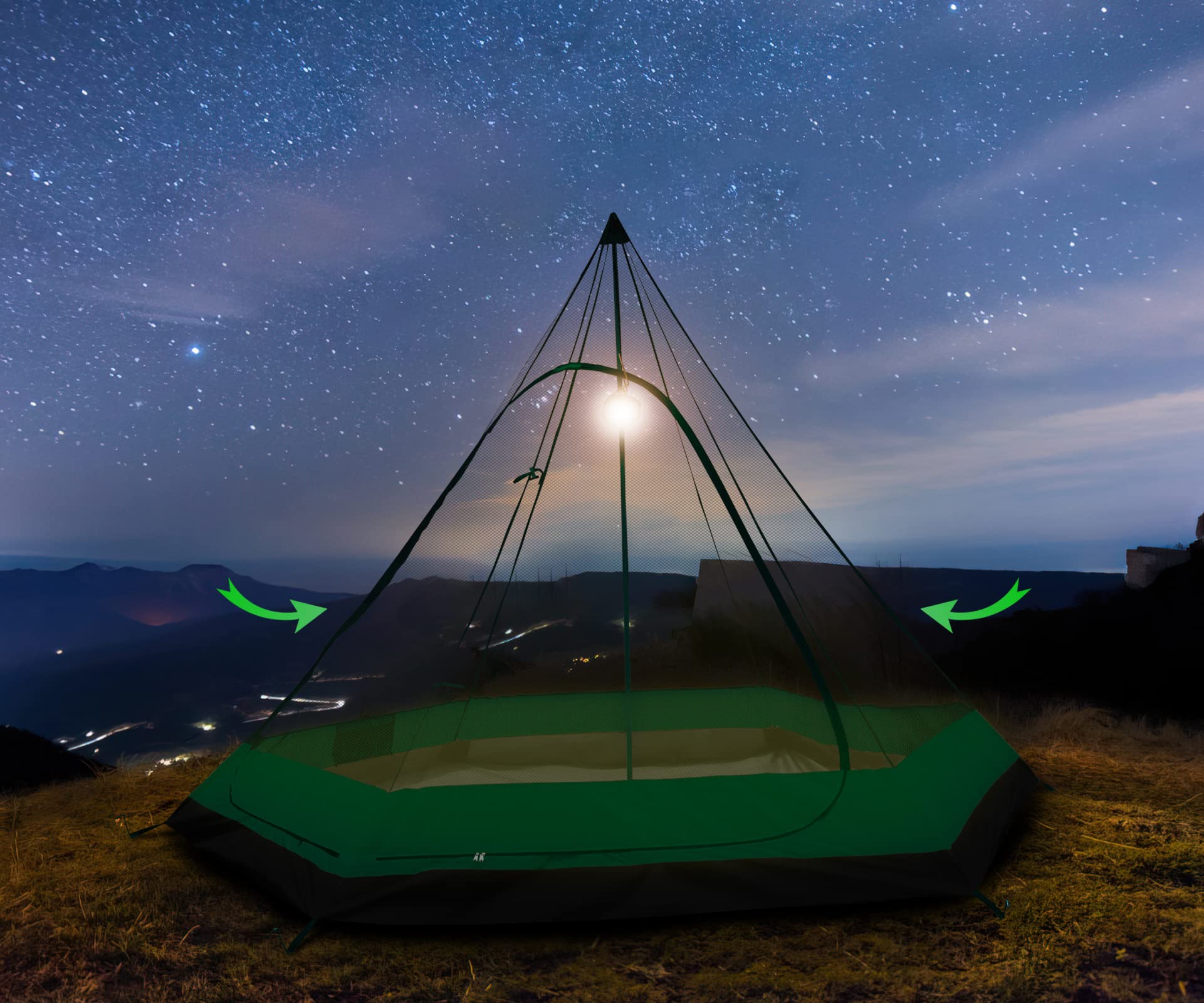 Hasika 4 Person Camping Tent Teepee Tent with Screen Netting and Rainfly Easy Set Up Waterproof Windproof Large Space 12x10ft