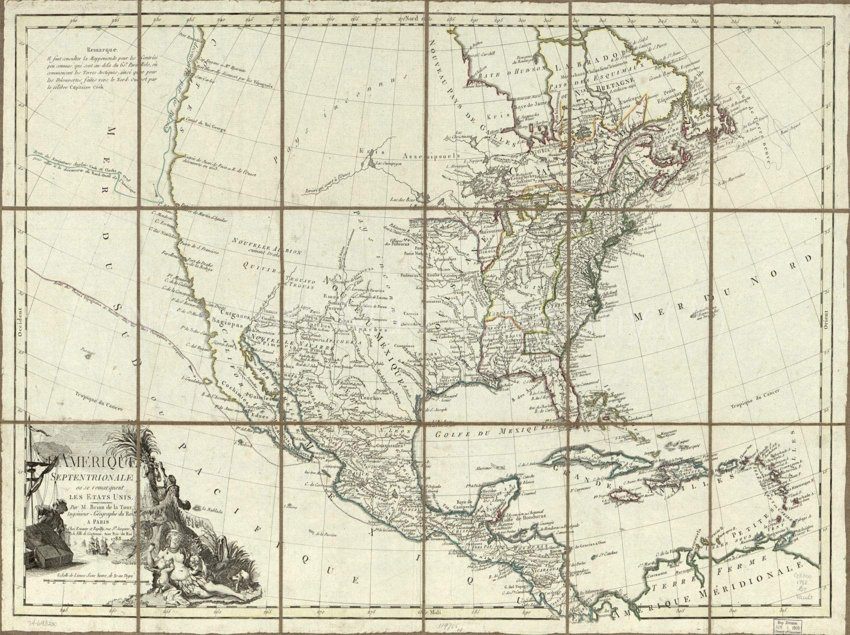 INFINITE PHOTOGRAPHS 1788 Map| North America| L'Amerique septentrionale, ou se remarquent les etats UNIS. M